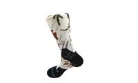 China Color Stripes Anti Foul Mens Printed Socks 61% Polyester 25% Spandex Long White Gloss Fiber for sale