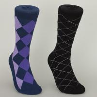 China Custom Cotton Dress Socks for Men 75% Cotton 23% Spandex 168 Needle Blue Black for sale