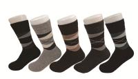 China Wool / Spandex Brown Stripes Thermal Winter Socks For Adults Custom Made Size for sale