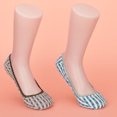 China Cotton No Show Ankle Socks for Women 76% Cotton 21% Nylon Green Black Flats Socks for sale