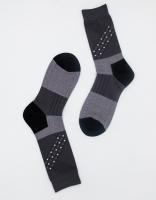 China Snngging Resistance Elastane Cotton Dress Socks With Grey / Black Stripes for sale
