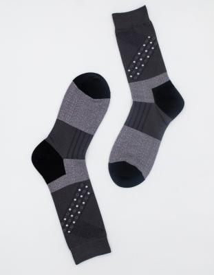 China Snngging Resistance Elastane Cotton Dress Socks With Grey / Black Stripes for sale