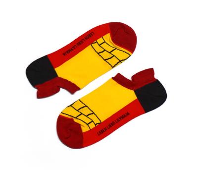 China Men's Antibacterial Odor Resistant Anti Slip Ankle Socks One Size Red Yellow for sale