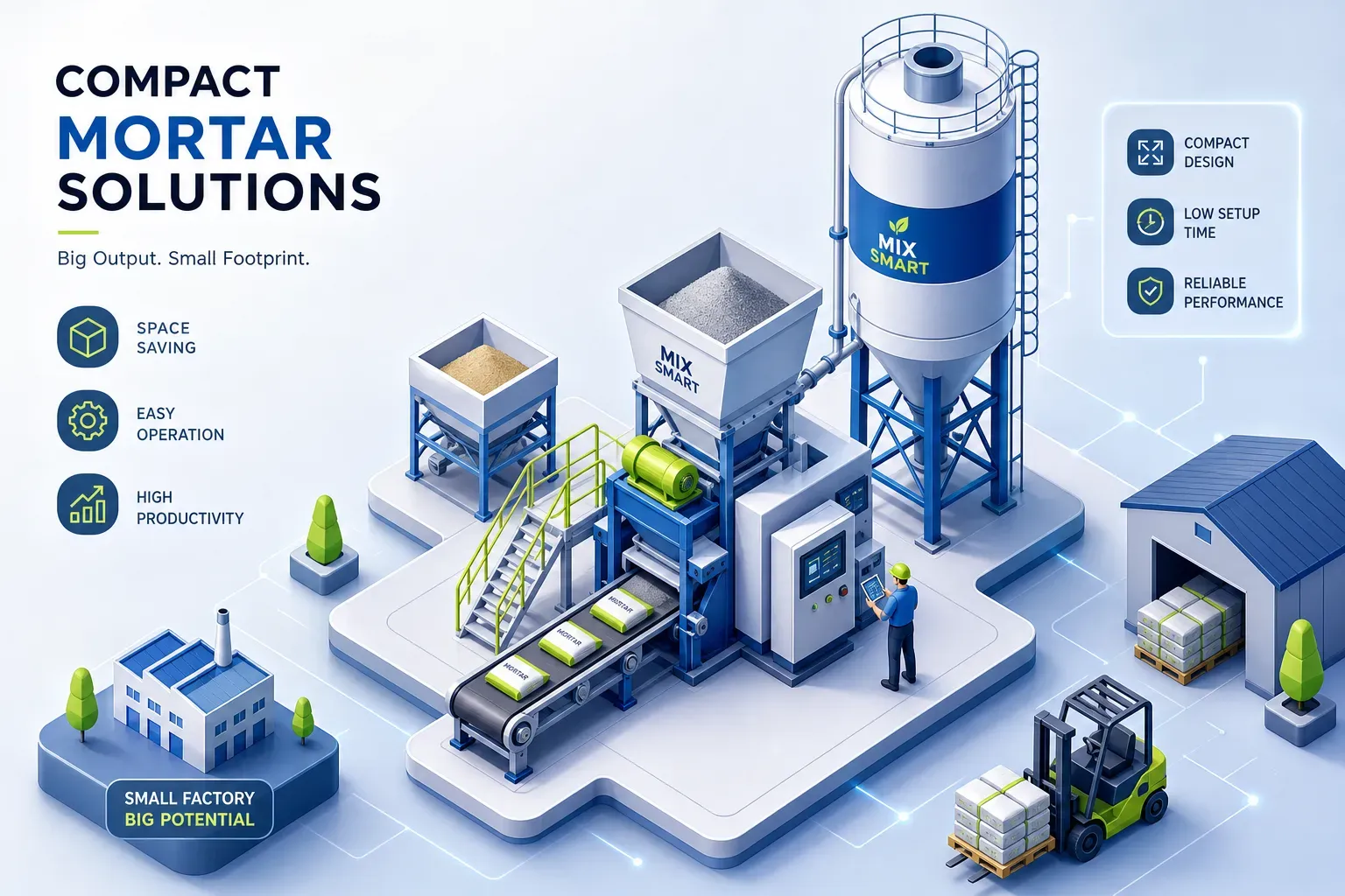 Compact Mortar Production Equipment for Small Factories