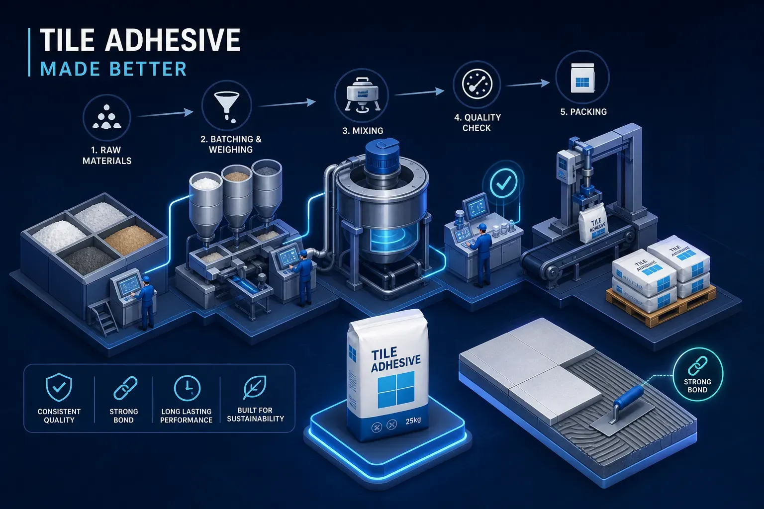 How Tile Adhesive Is Made: A Dry-Mix Factory Guide