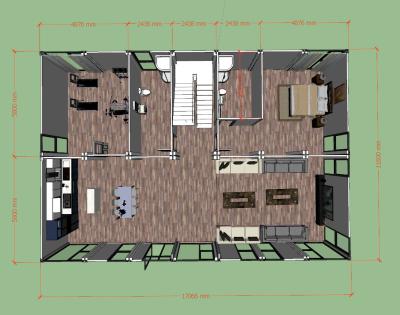 China Flat Roof Modular 2 Bedroom Container House High Durability for sale