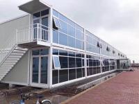 China Prefab Modular Office Building Modular Office Workstations and canteen Modern Prefab Container House With Exterior Cladding And Glass Wall for sale