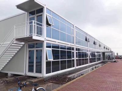 China Prefab Modular Office Building Modular Office Workstations and canteen Modern Prefab Container House With Exterior Cladding And Glass Wall for sale