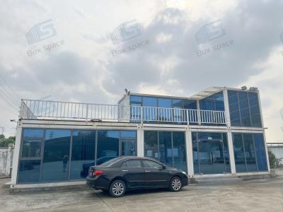 China Flat Pack Office Container Two Storey Shipping Container Office With Glass Curtain For Temporary Construction Site for sale