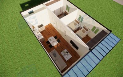 China Boxspace 8x6m House Prefabricated Homes 2 Bedroom Container Home Detachable Container House With Kitchen And Bathroom for sale