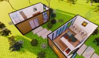 China Boxspace Prefab tiny house for backyard 36 sqm modules house with open view glass wall wood-like decoration to unity with nature for sale