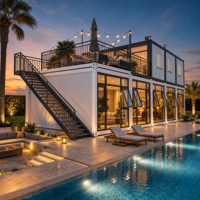 China Prefab Houses in Cottage Homes Prefab Houses Luxury 5 Bedroom 3 Bath House Triangle Roof Prefab House 5 Bedroom Prefab House for sale