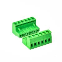 China 300V Rated Voltage Oem Odm Cable Crimping Copper Round Wire Green PCB Terminal Block for sale