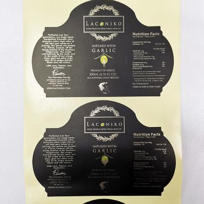 China Die Cut BOPP Food Adhesive Labels Rectangular Removable Foil Stamping Labels for sale