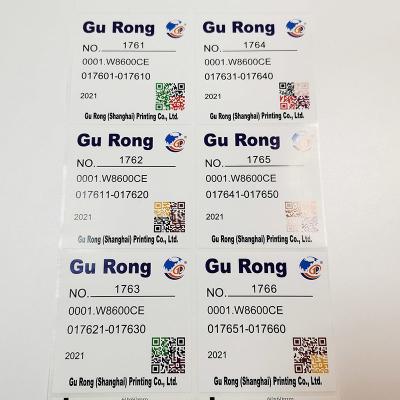 China BOPP Films Variable Data Label Printing Oval Rectangular Qr Code Label for sale