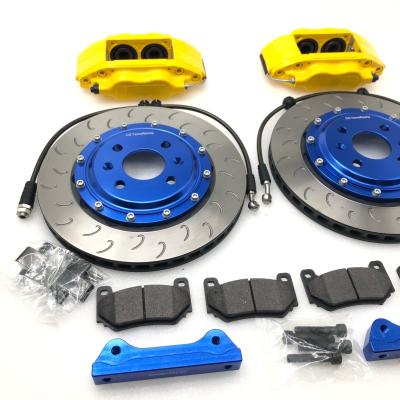 China 16in Rear Wheel 7600 4 Pot Brake Kit 300x24mm Yellow Blue for sale