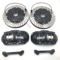 China 380*34mm Perforated Brake Disc 6 Pot Black Alloy Caliper for sale