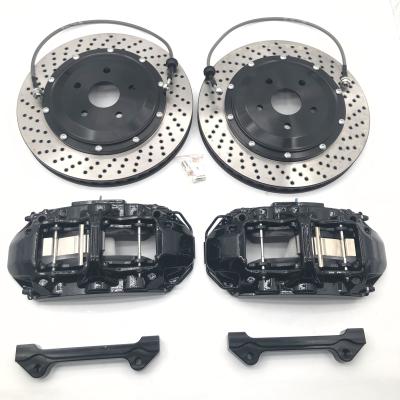 China 380*34mm Perforated Brake Disc 6 Pot Black Alloy Caliper for sale