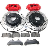 China HT250 Floating 4 Pot Brake Kit Rear Aluminum Bracket 330X28mm 20in Wheel for sale