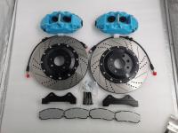 China 9200 Blue Caliper 4 Pot Brake Kit 330*28mm Drilled Line Disc Fit 17 Inch Wheel for sale
