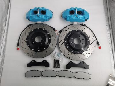 China 9200 Blue Caliper 4 Pot Brake Kit 330*28mm Drilled Line Disc Fit 17 Inch Wheel for sale