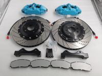 China 9200 Blue Caliper 4 Pot Brake Kit 330*28mm Drilled Line Disc Fit 17 Inch Wheel for sale