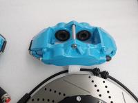 China 9200 Blue Caliper 4 Pot Brake Kit 330*28mm Drilled Line Disc Fit 17 Inch Wheel for sale