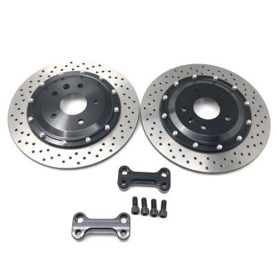 China Drilled Slot Cast Iron Brake Disc Rear 330*12mm Aluminum Bell for sale