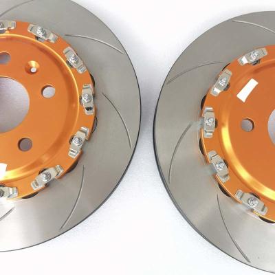 China Grooved Auto Brake Discs 330*28mm Custom Orange Center Cap For Clio RS MK4 for sale