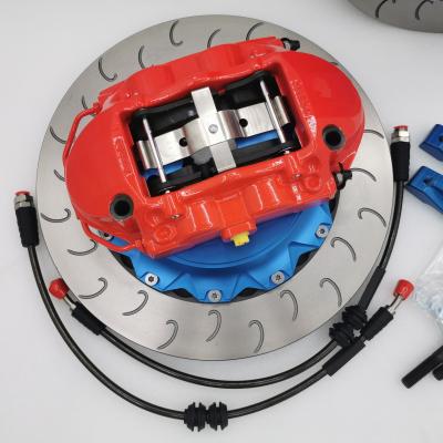 China GT4 Auto 4 Pot Brake Kit Red Caliper Blue Center Hub 355*28mm for sale