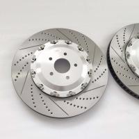 China Sliver Anodized Cast Iron Brake Disc 410*36mm Drilled Slotted Rotor Floating Center for sale