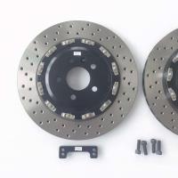 China Black anodized Drilled Brake Disc Rotor 355*22mm Perforated Center Cap Bracket for sale