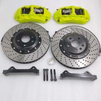 China HT250 6 Pot Brake Kit Fluorescent Green Caliper 355*32mm Drilled Disc for sale