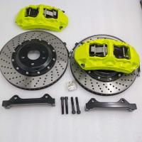 China HT250 6 Pot Brake Kit Fluorescent Green Caliper 355*32mm Drilled Disc for sale