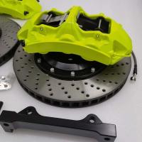 China HT250 6 Pot Brake Kit Fluorescent Green Caliper 355*32mm Drilled Disc for sale