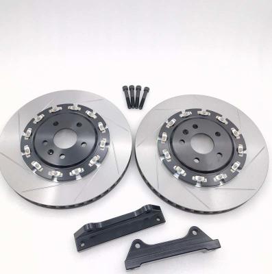 China Black Anodized Cast Iron Brake Disc 362*32mm Grooved Floating Center Bell for sale