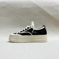 China Women lace canvas shoes with thick sole and hollow breathable fisherman for sale
