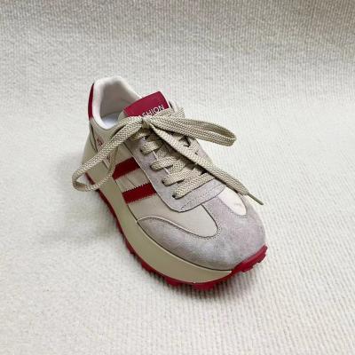 China Women sports casual platform leather shoes for female with red blocks for sale