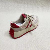 China Women sports casual platform leather shoes for female with red blocks for sale