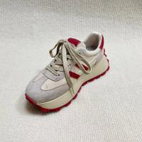 China Women sports casual platform leather shoes for female with red blocks for sale