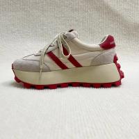 China Women sports casual platform leather shoes for female with red blocks for sale