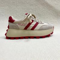 China Women sports casual platform leather shoes for female with red blocks for sale