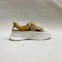 China Yellow Leather Flat Sandals With Round Head Lace Up For Summer for sale