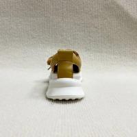China Yellow Leather Flat Sandals With Round Head Lace Up For Summer for sale