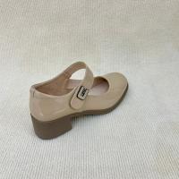 China Spring Cream Closed Toe Heels Breathable Nude Thick Heels Luxury for sale