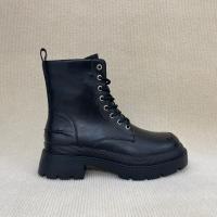 China Fashion Ladies Short Boots Microfiber Black Leather Boots For Women for sale