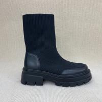 China Heightening Black Lycra Ankle Boots Indoor Outdoor Ladies Black Ankle Boots for sale