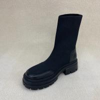 China Heightening Black Lycra Ankle Boots Indoor Outdoor Ladies Black Ankle Boots for sale