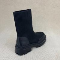 China Heightening Black Lycra Ankle Boots Indoor Outdoor Ladies Black Ankle Boots for sale