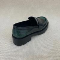China Fashion Green Platform Loafers Modern Leather Platform Loafers for sale